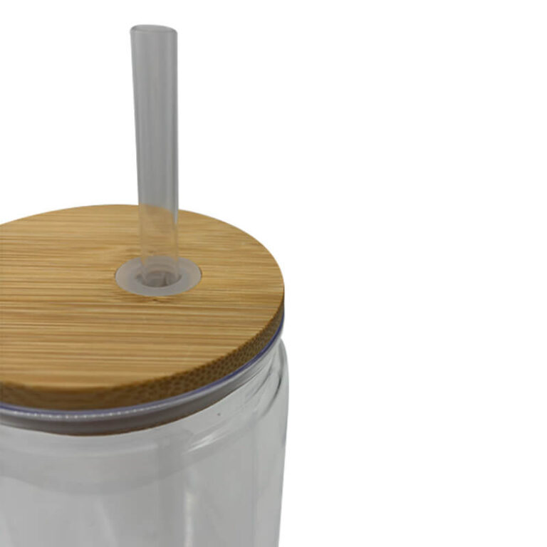 16oz Clear Double Wall Plastic Mug With Bamboo Lid - 11oz | Titan Jet ...